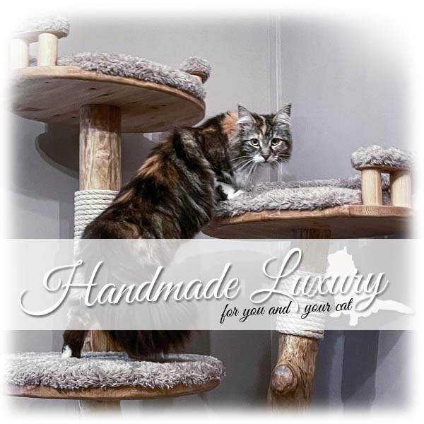 Handcrafted Wooden Bespoke Cat Tree UK, Sophisticated Scratching Post