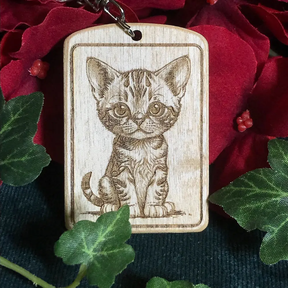 Bengal Cat Keyring - laser engraved
